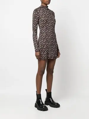 Palm Angels Floral-print Mock Neck Dress