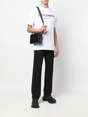 Palm Angels Rhinestone Sprayed Logo-print T-shirt - White