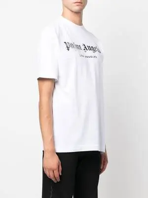 Palm Angels Rhinestone Sprayed Logo-print T-shirt - White