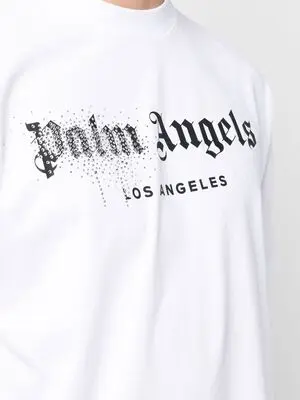 Palm Angels Rhinestone Sprayed Logo-print T-shirt - White