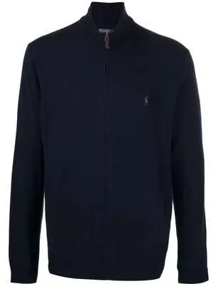 Polo Ralph Lauren Embroidered-logo Zip-up Cardigan - Blue