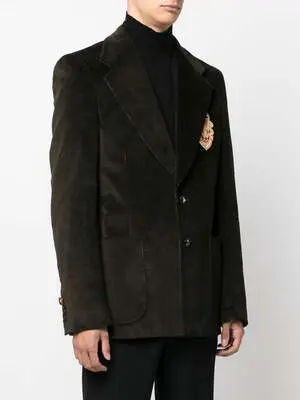 Roberto Cavalli Monogram Patch Corduroy Blazer