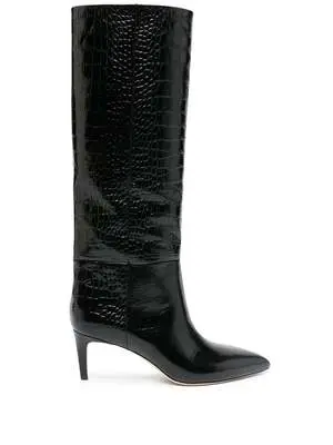 Paris Texas Crocodile-embossed Leather Boots - Black