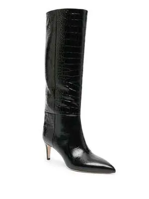 Paris Texas Crocodile-embossed Leather Boots - Black