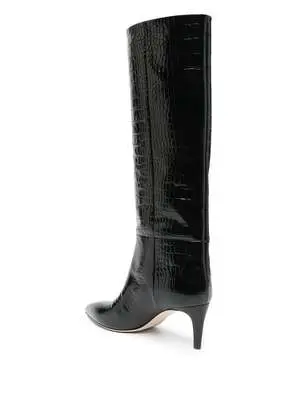 Paris Texas Crocodile-embossed Leather Boots - Black