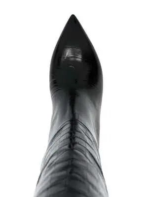 Paris Texas Crocodile-embossed Leather Boots - Black
