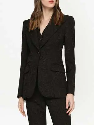 Dolce & Gabbana Turlington Jacquard Single-breasted Blazer - Black