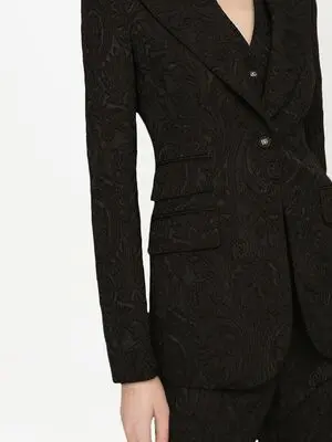 Dolce & Gabbana Turlington Jacquard Single-breasted Blazer - Black