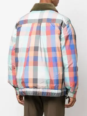 Sacai Check-pattern Zip-up Bomber Jacket - Blue