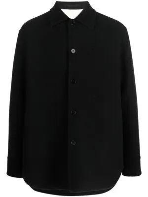 JIL SANDER Button-up Wool Shirt Jacket - Black