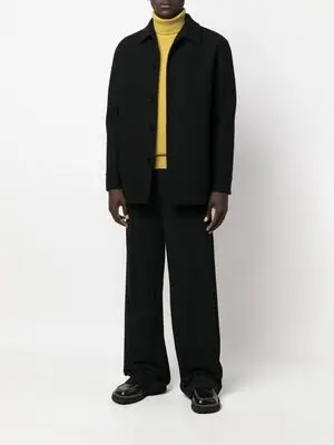 JIL SANDER Button-up Wool Shirt Jacket - Black