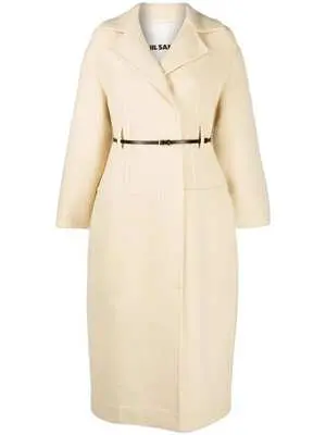 JIL SANDER Belted Wool Coat - Neutrals