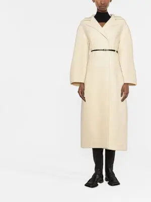 JIL SANDER Belted Wool Coat - Neutrals