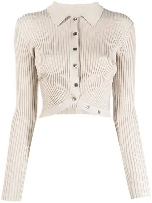 Simkhai Button-up Ribbed Knitted Top