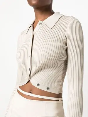 Simkhai Button-up Ribbed Knitted Top