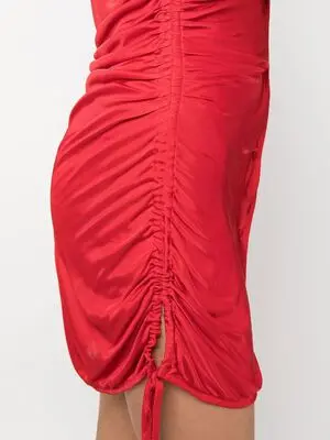 ANDREĀDAMO V-neck Ruched Mini Dress