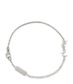 Saint Laurent Embellished Cassandre Bracelet Metallic