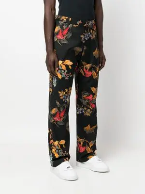 COUNTY OF MILAN Floral Print Virgin Wool Trousers