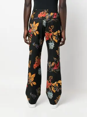 COUNTY OF MILAN Floral Print Virgin Wool Trousers