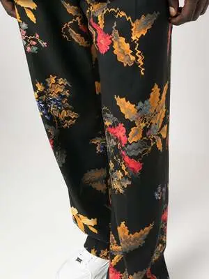COUNTY OF MILAN Floral Print Virgin Wool Trousers