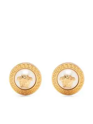 Versace Medusa-head Pearl Earrings