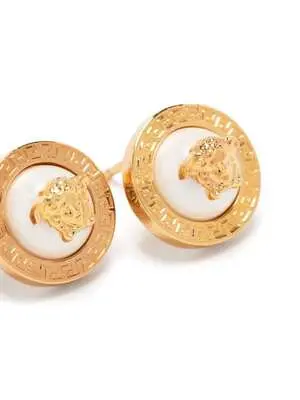 Versace Medusa-head Pearl Earrings