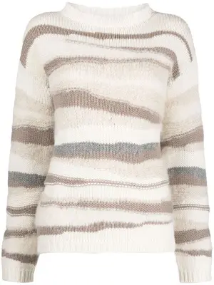 Fabiana Filippi Striped Crew Neck Jumper - White