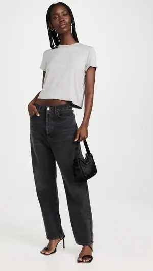 AGOLDE Adine Shrunken Tee - Grey Heather