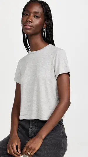AGOLDE Adine Shrunken Tee - Grey Heather