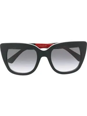 Gucci Logo-plaque Cat-eye Frame Sunglasses - Black