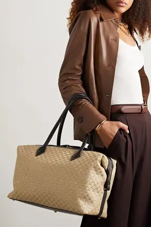 METIER Vérité All Day Leather-trimmed Woven Tote