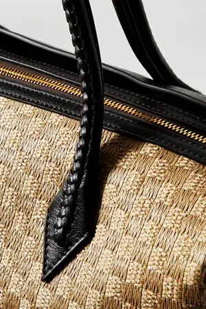 METIER Vérité All Day Leather-trimmed Woven Tote