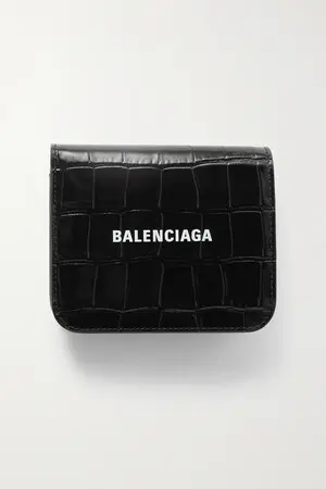 Balenciaga Printed Croc-effect Leather Cardholder - Black