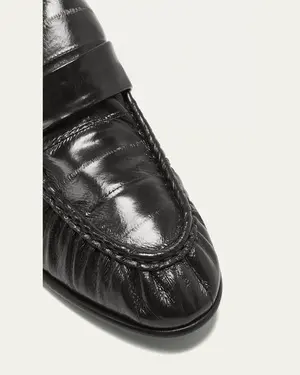 THE ROW Soft Leather Flat Loafers - Black