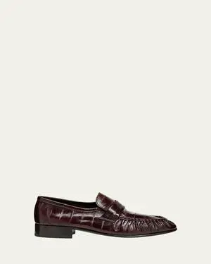 THE ROW Soft Leather Flat Loafers - Brown