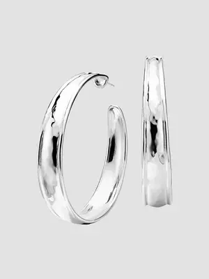 Ippolita Goddess #4 Sterling Tapered Hoop Earrings - Silver
