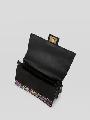 Etro Large Crown Me Suede Shoulder Bag With Embroidery