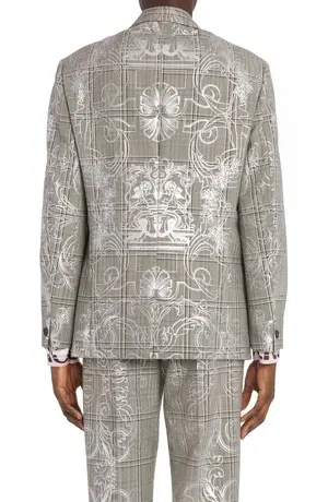 Versace Baroque Overlay Glen Plaid Wool Jacket