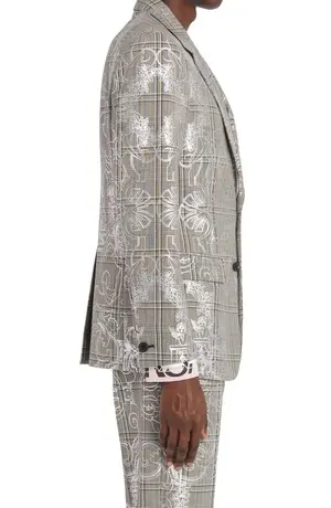 Versace Baroque Overlay Glen Plaid Wool Jacket