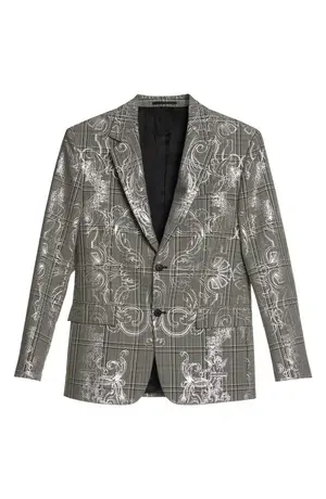 Versace Baroque Overlay Glen Plaid Wool Jacket