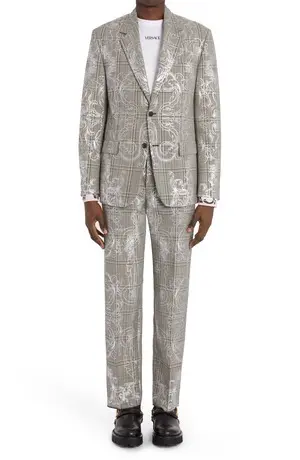 Versace Baroque Overlay Glen Plaid Wool Jacket
