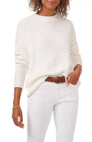 Vince Camuto Exposed Seam Crewneck Sweater - Antique White