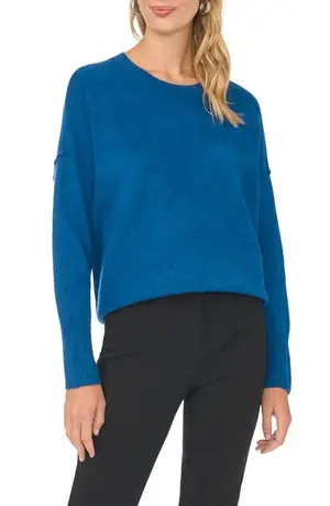Vince Camuto Exposed Seam Crewneck Sweater - Blueberry