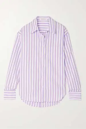THE FRANKIE SHOP Lui Striped Poplin Shirt Lilac