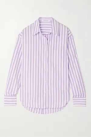 THE FRANKIE SHOP Lui Striped Poplin Shirt Purple