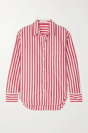 THE FRANKIE SHOP Lui Striped Poplin Shirt Red