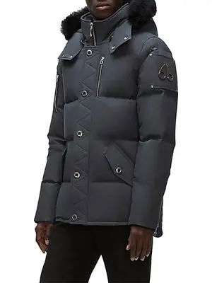 Moose Knuckles Men's 3Q NeoShear Shearling Down Jacket - Navy Black  Granite