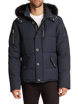 Moose Knuckles Men's 3Q NeoShear Shearling Down Jacket - Navy Black  Navy Black