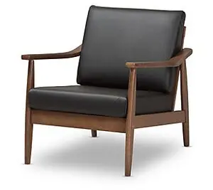BAXTON STUDIO Venza Mid-century Modern Wood Faux Leather Loun E Chair - One-color