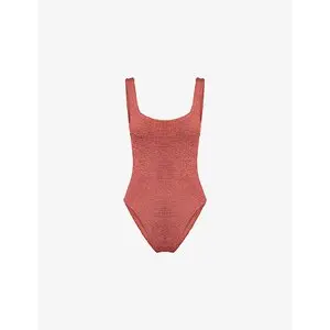 Hunza G Square-Neck Seersucker Swimsuit Rosewood